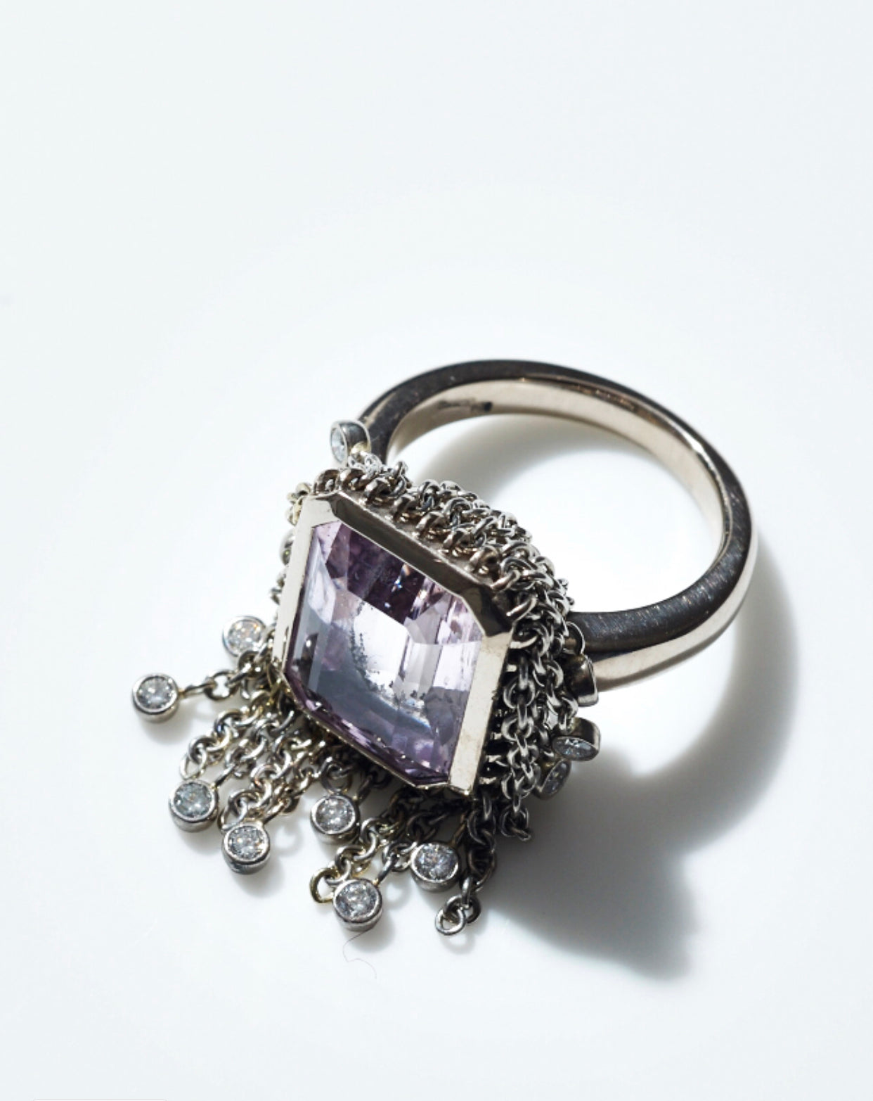 Pink Kunzite AND DIAMOND FRINGE RING – Sophie Keegan Jewellery
